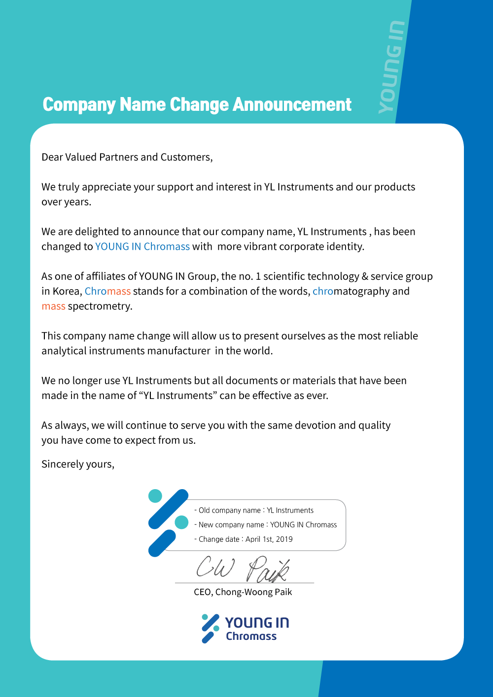News Announcement Of Company Name Change