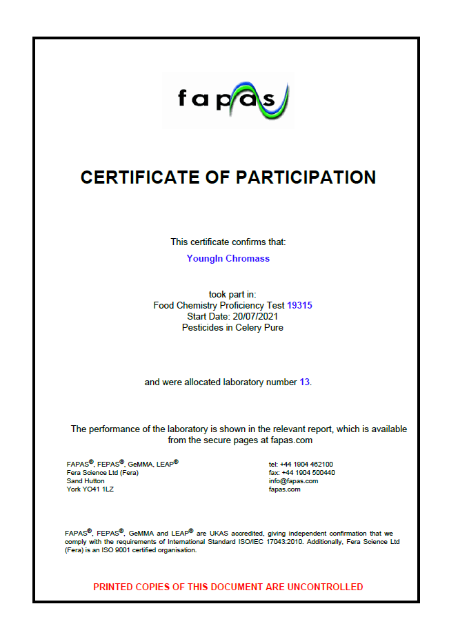 News - Certified FAPAS Proficiency Testing